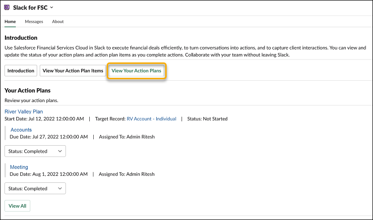 Navigate Action Plans in Slack