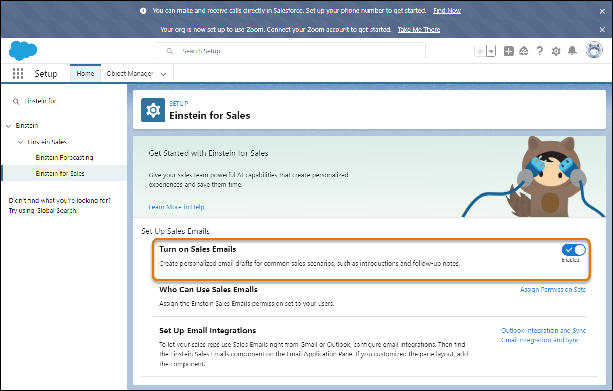 Set Up Sales Emails