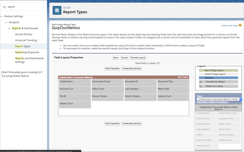 Report on Quip Usage with Salesforce Reports