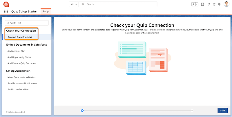 Quip Setup Starter Features
