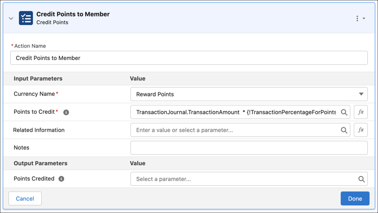 Credit Points for Member Accruals (Example)