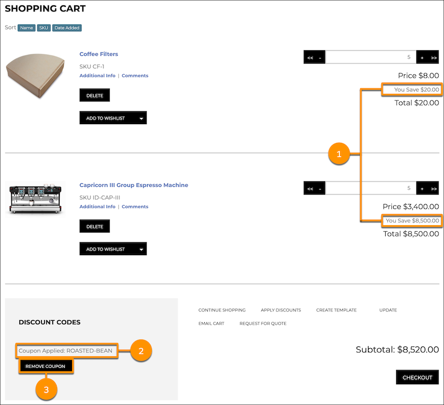 Show Coupon Information on the Shopping Cart Page