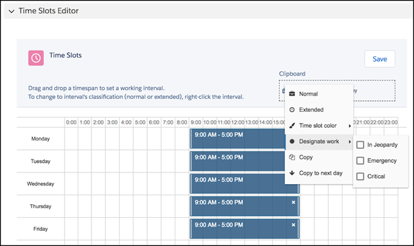 Reserve Time Slots for Designated Types of Work