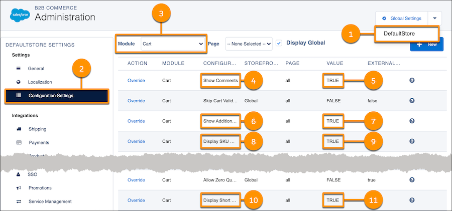 Configure Product Info and Options on the Shopping Cart Page