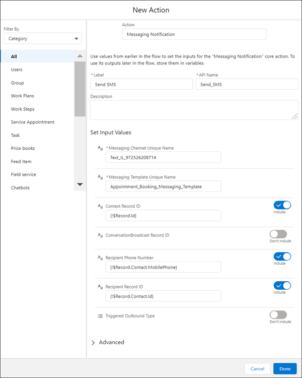 Create Flows to Send Messages for Self-Service Scheduling