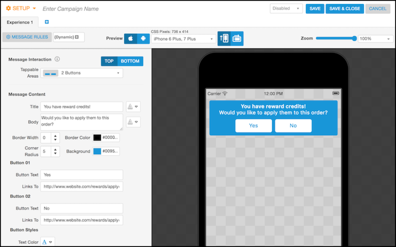 Create a Mobile In-App Message Campaign