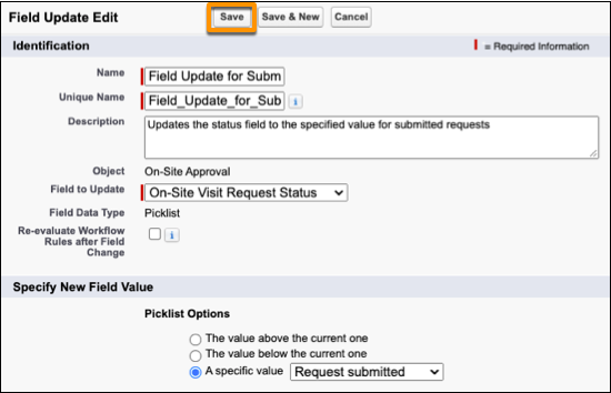 Create an Action for Submitted Requests
