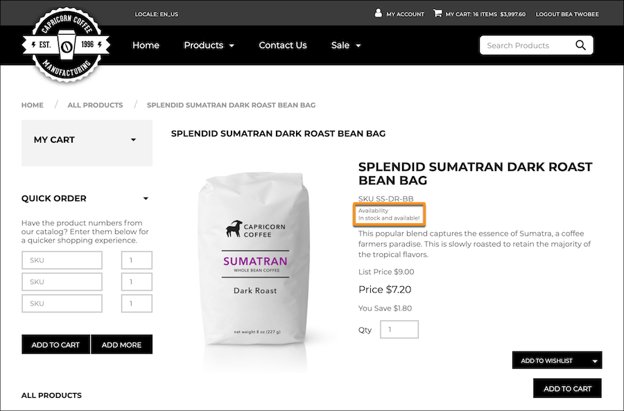 Manage Product Inventory Items and Availability Messages