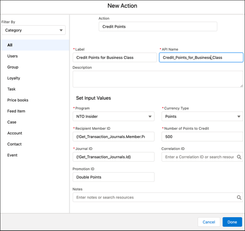 Create a Flow to Credit Points to Members
