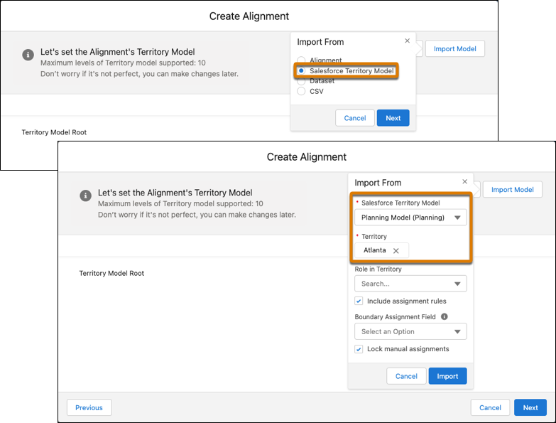 Create Alignments from Salesforce Territory Models