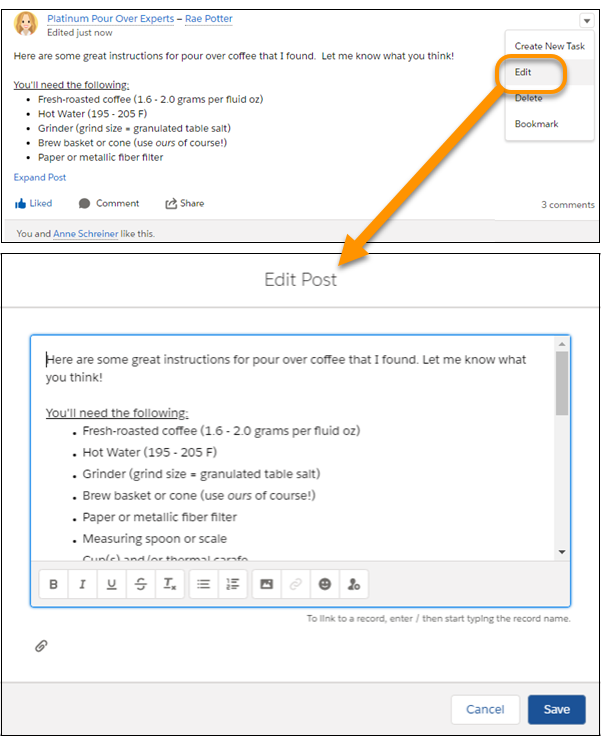 Feed Post and Comments Editing Overview
