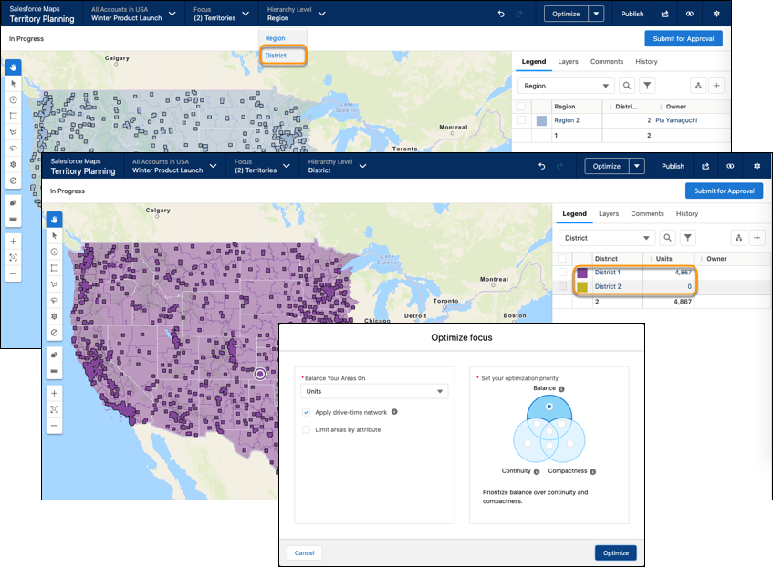 Establish Areas and Distribute Units in Top-Down Territory Models