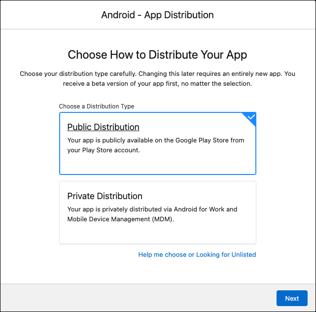 Choose Distribution Type
