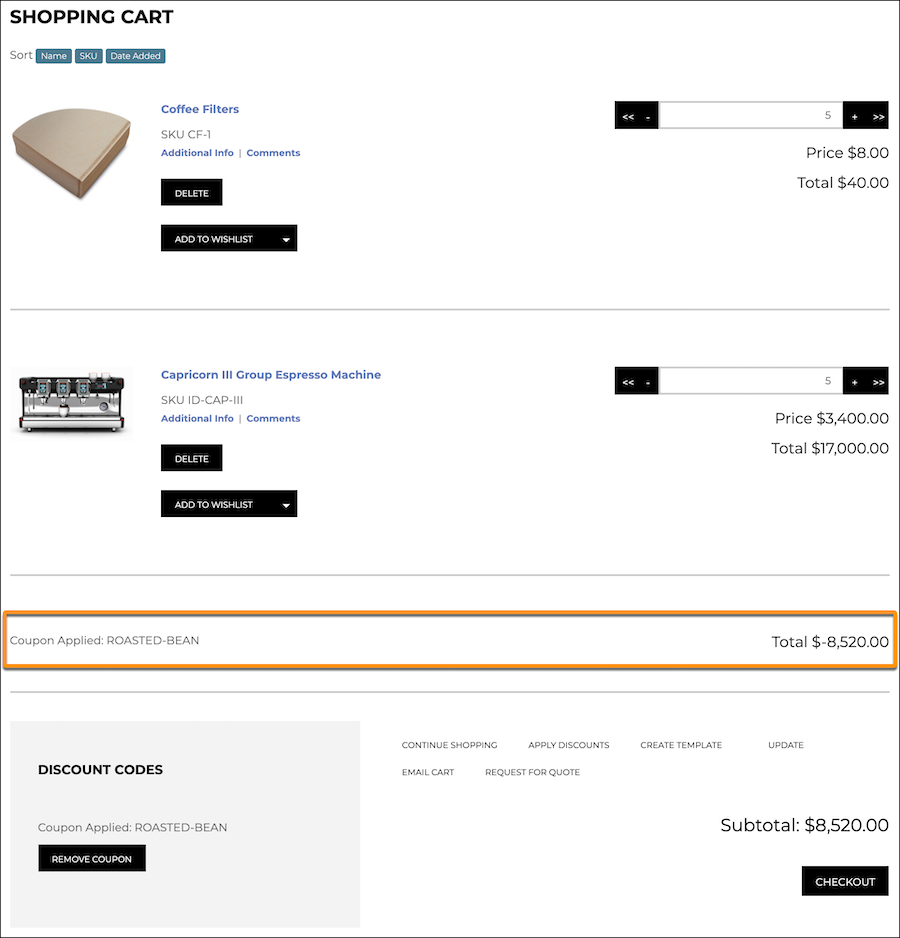 Show Coupon Information on the Shopping Cart Page