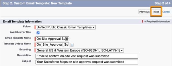 Set Up an Email Template for Submitted Requests
