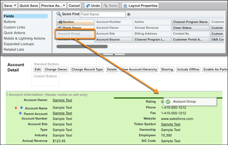 Add Account Group to the Standard Account Layout