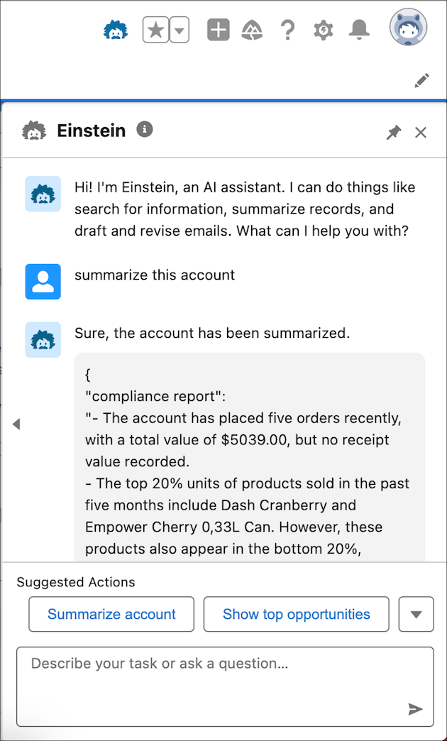 Generate Account Summary by Using Einstein Copilot (Beta)