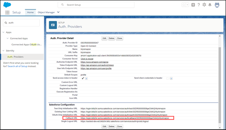 Example: Configure an Amazon Authentication Provider