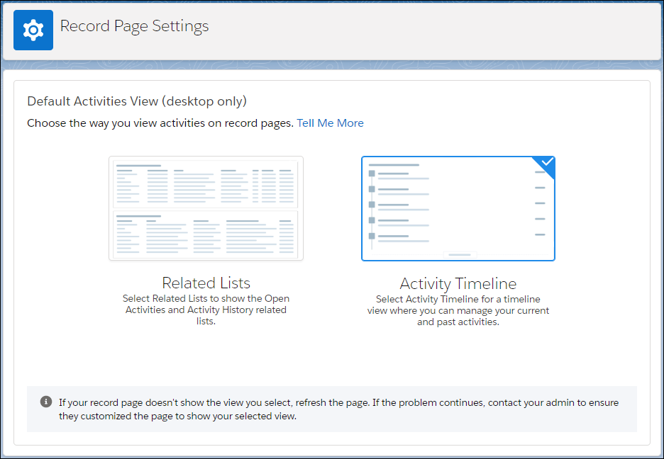 Personalize Your Record Activities View Settings